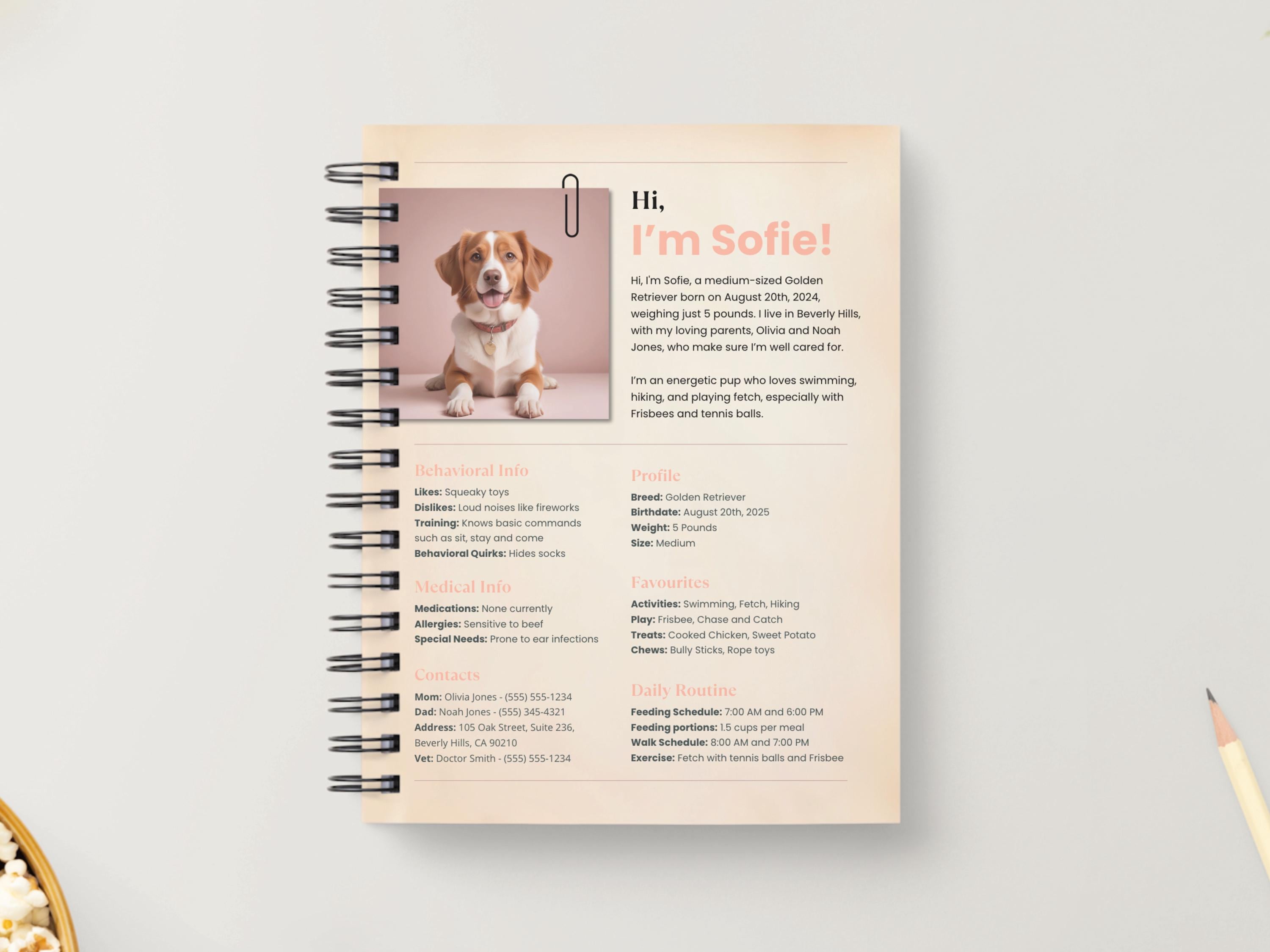 Pet Profile CANVA Template Printable Instant Digital Download Pet ...