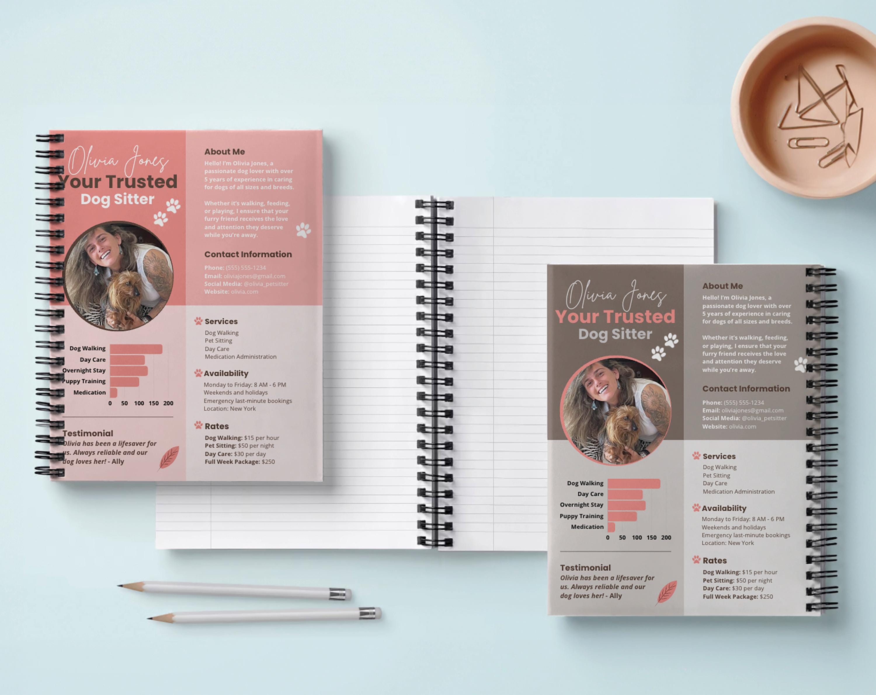 Dog Sitter Profile Canva Template: Pet Care Services Resume, Editable ...