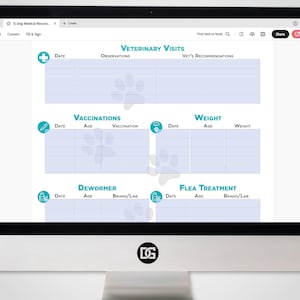 Editable Dog Health Record: Vet Visit & Vaccination Tracker (PDF ...