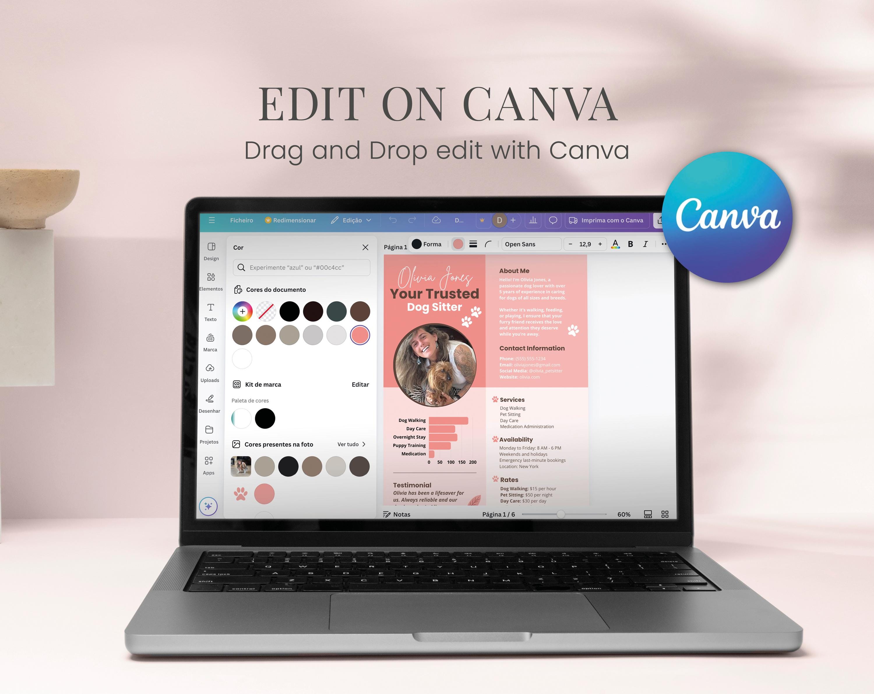 Dog Sitter Profile Canva Template: Pet Care Services Resume, Editable ...