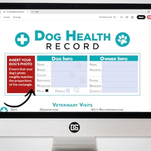 Editable Dog Health Record: Vet Visit & Vaccination Tracker (PDF ...
