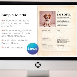 Pet Profile CANVA Template: Dog Sitter Notes (digital Download) - Etsy