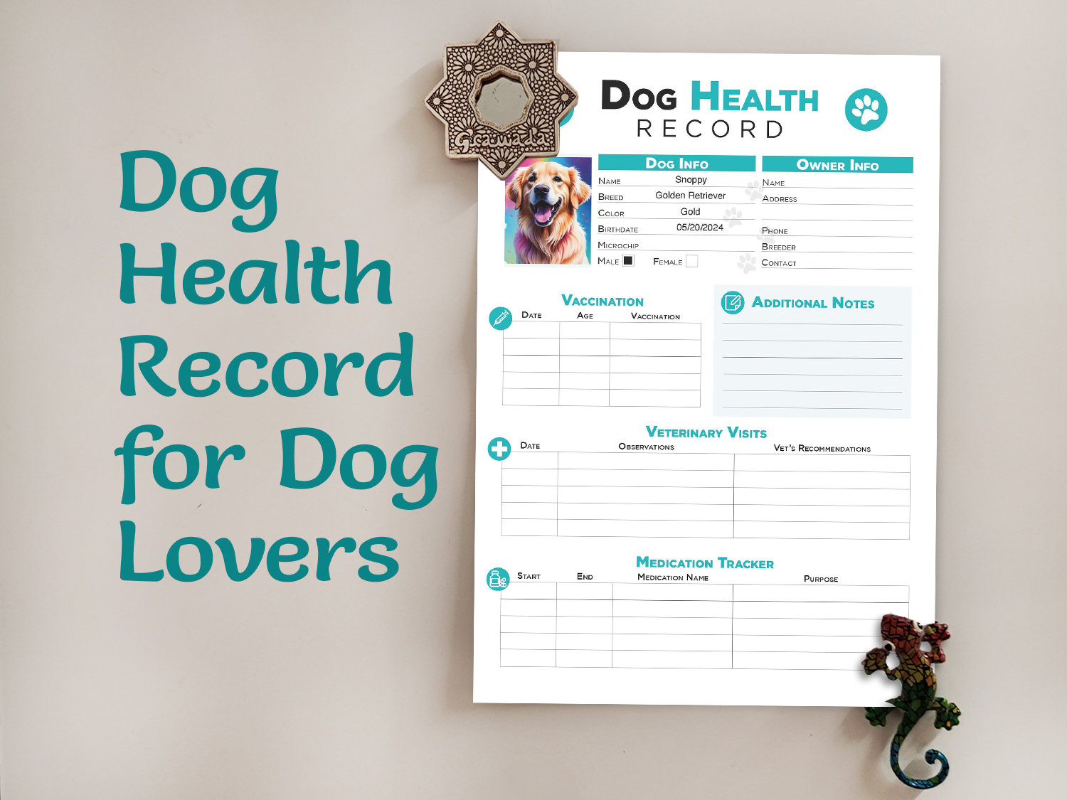 Editable Printable and Digital Use Dog Health Record Schedule Planner ...