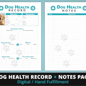 Editable Dog Health Record: Vet Visit & Vaccination Tracker (PDF ...