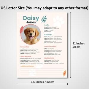 Pet Profile CANVA Template Printable Instant Digital Download Pet ...