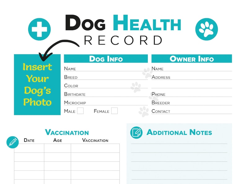 Editable Printable and Digital Use Dog Health Record Schedule Planner ...