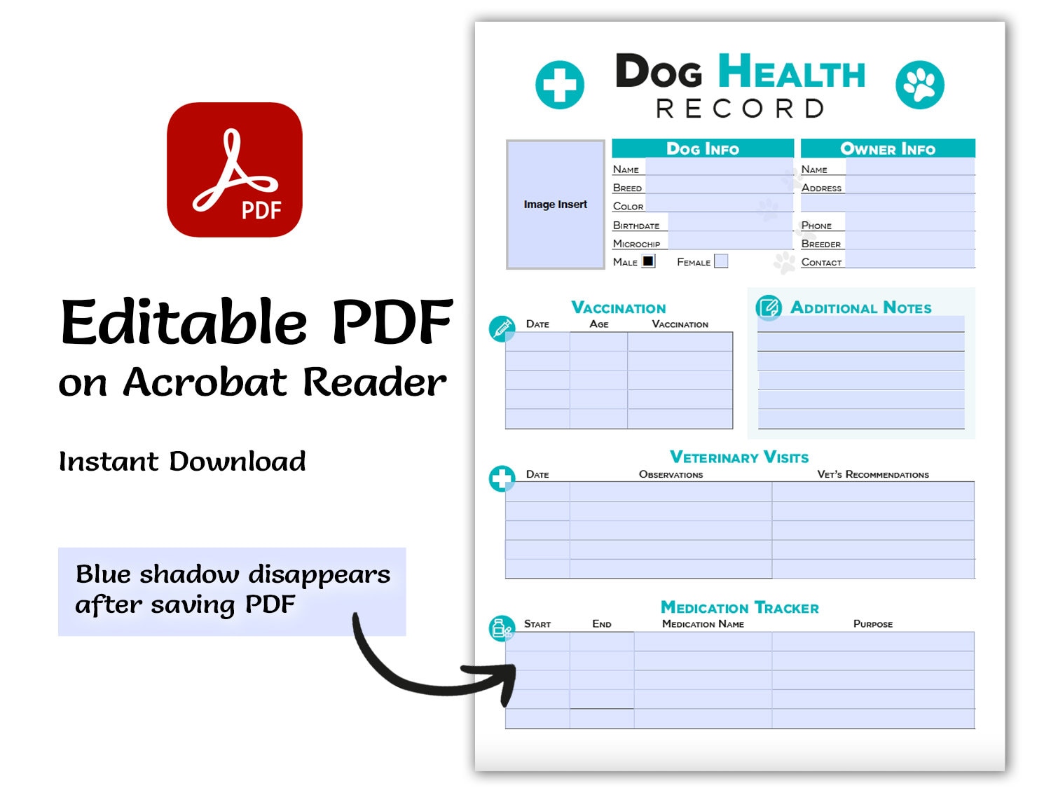 Editable Printable and Digital Use Dog Health Record Schedule Planner ...