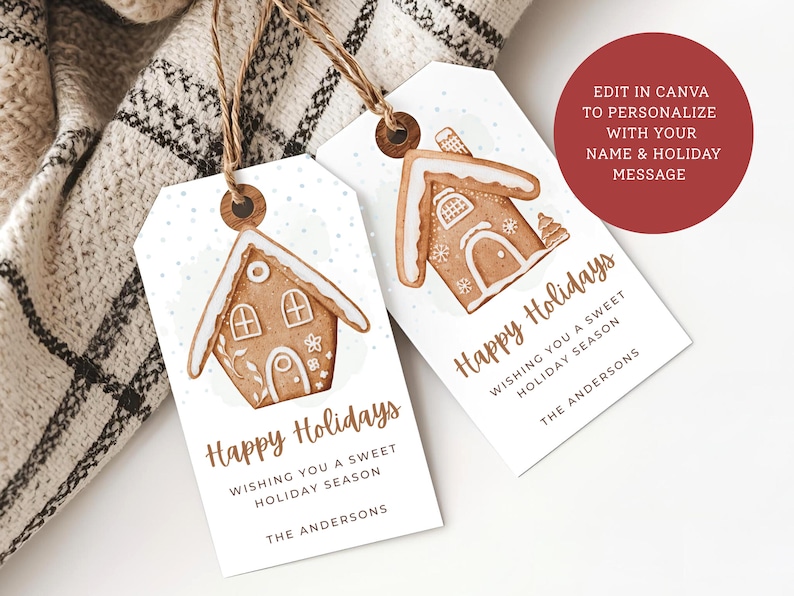 Etiquetas de regalo de casita de jengibre: Etiquetas navideñas ...
