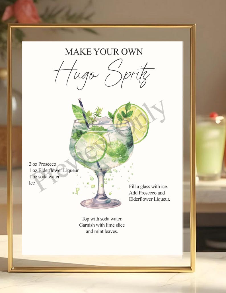 Hugo Spritz Cocktail Recipe Card - Etsy