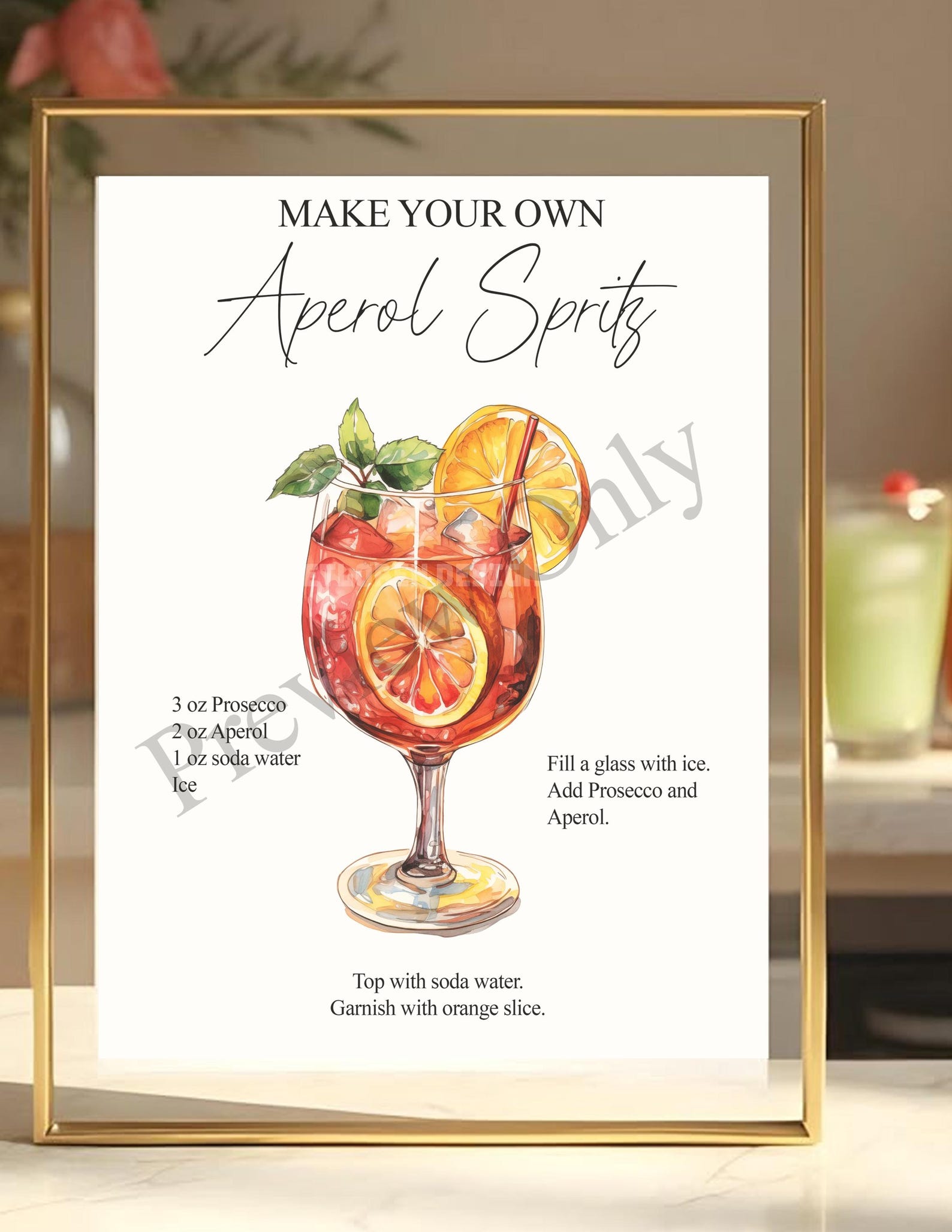 Wine Bar Cocktail Recipe Cards X 3 (hugo Spritz, Aperol Spritz, Classic ...
