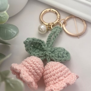 Crochet Lily of the Valley Keychain - Cute Handmade Keychain - Flower ...