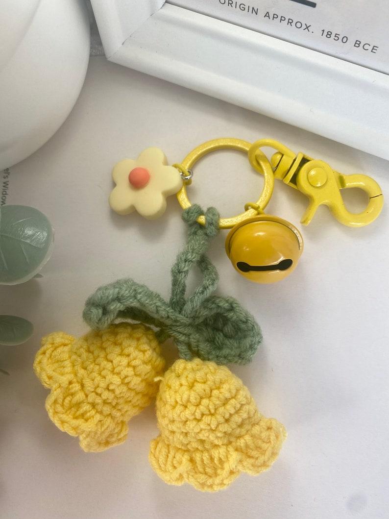 Crochet Lily of the Valley Keychain - Cute Handmade Keychain - Flower ...