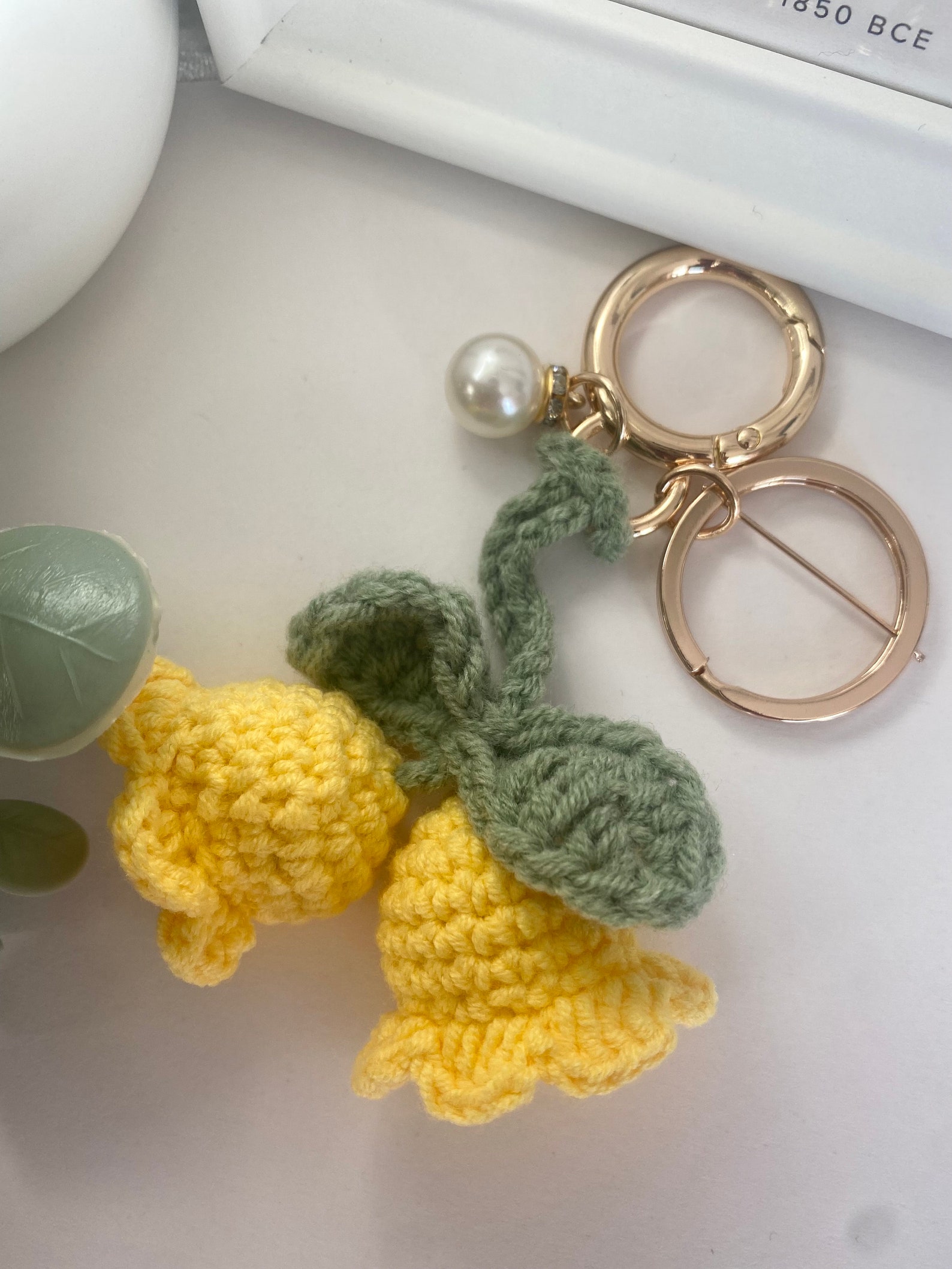 Crochet Lily of the Valley Keychain - Cute Handmade Keychain - Flower ...