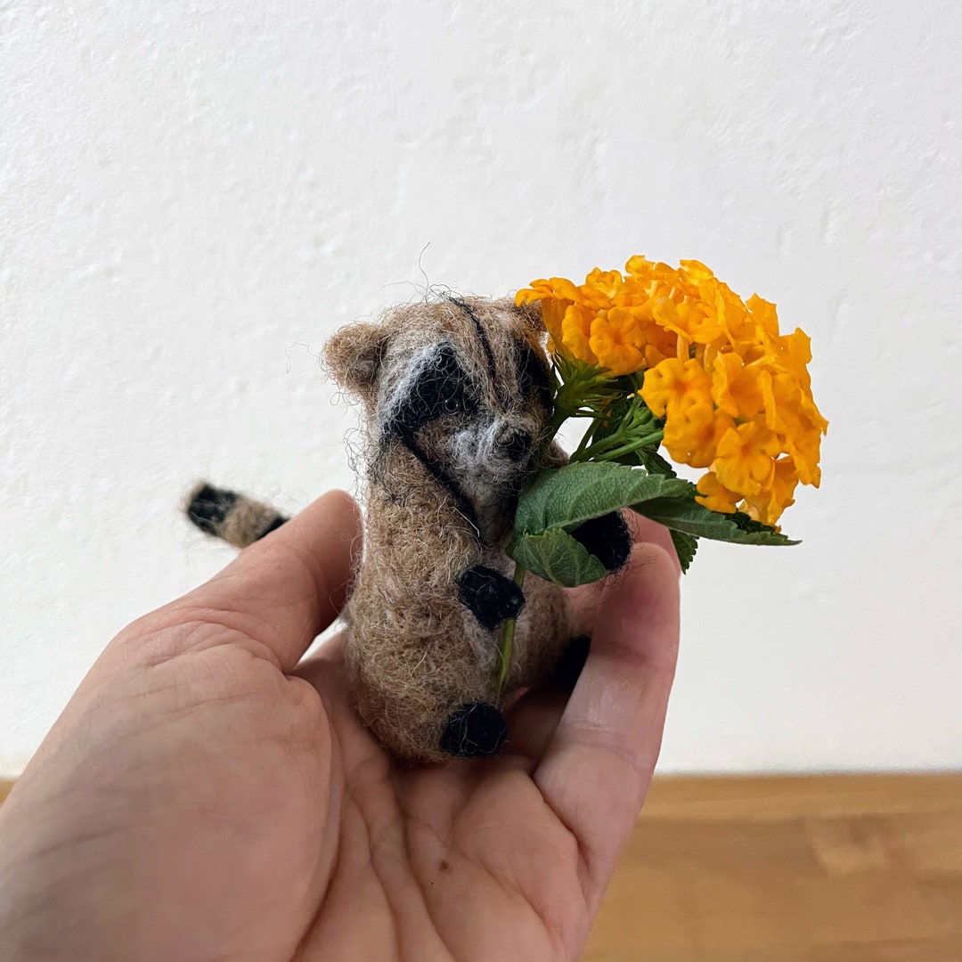Needle Felted Raccoon, Beautiful Forest Animal Felt Art, Woodland ...