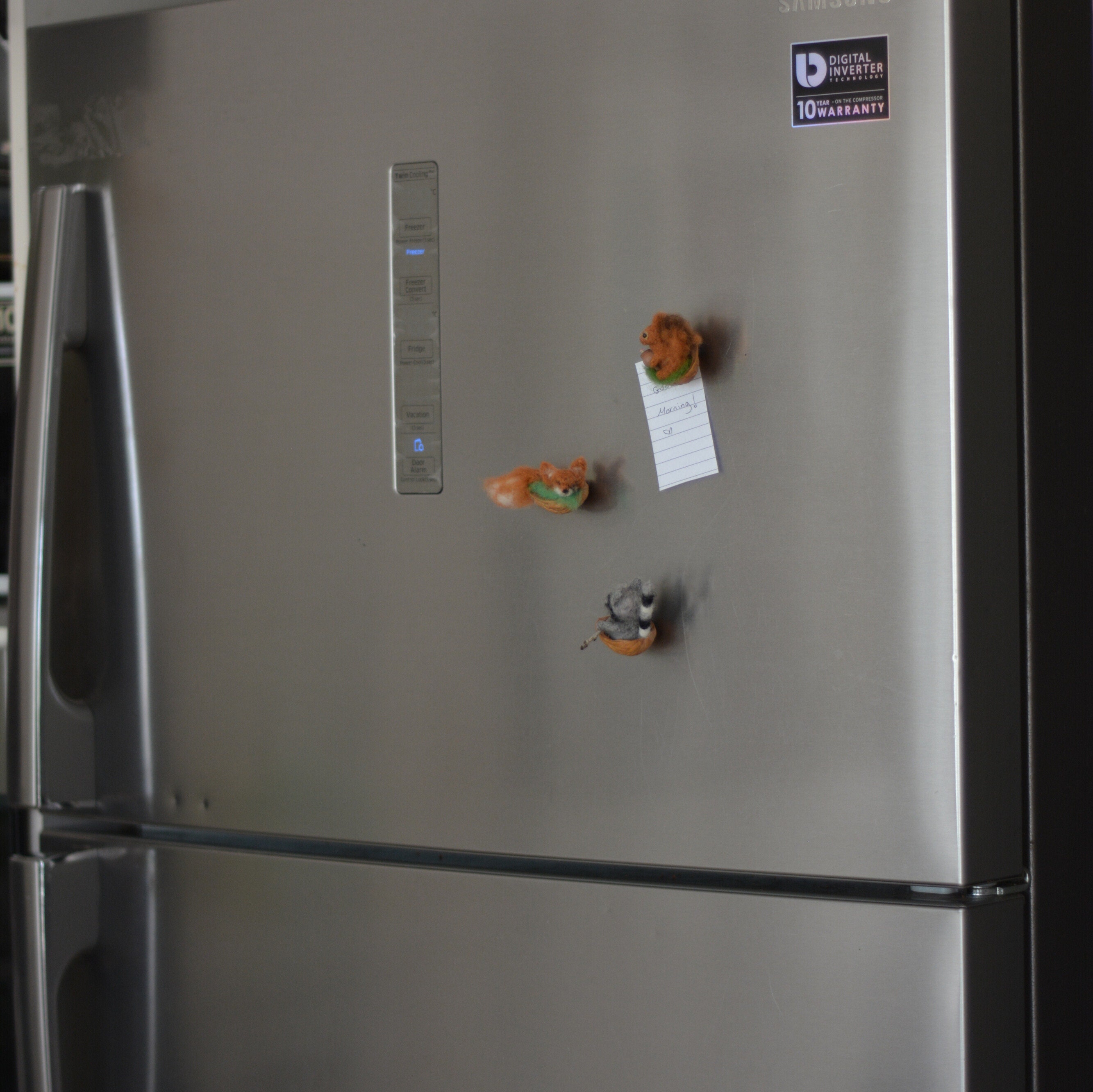 Needle Felted Animal Magnets, Fox Raccoon Squirrel Magnet Set, Nature ...