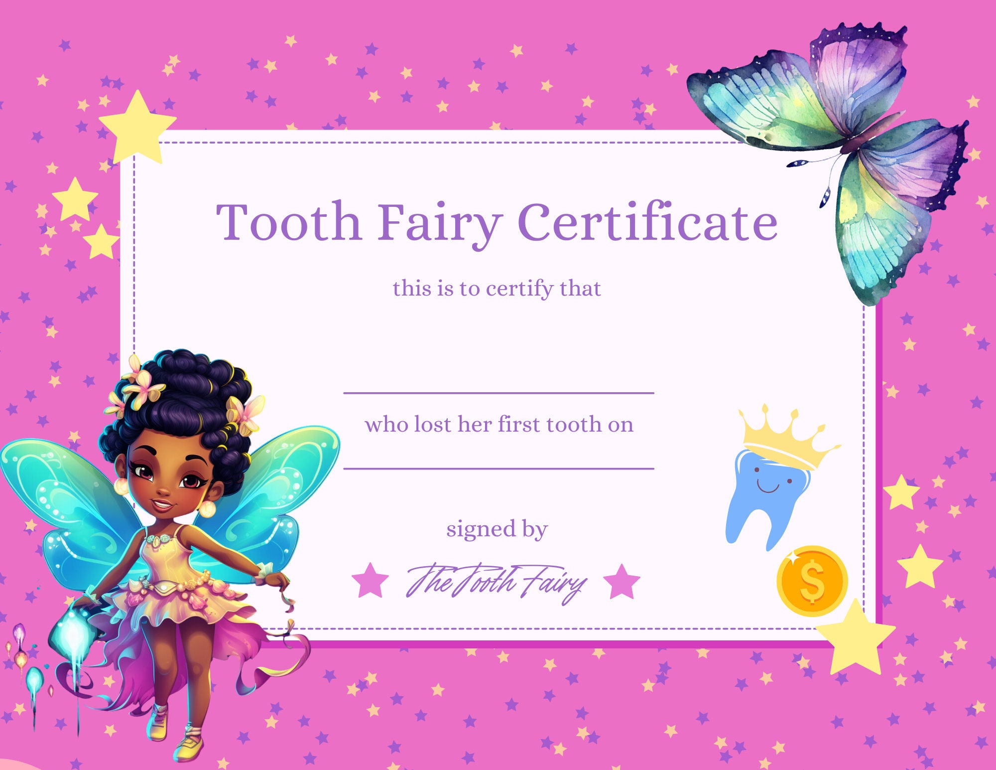 Customizable Tooth Fairy Certificate - Gifted Certificate for Lost ...