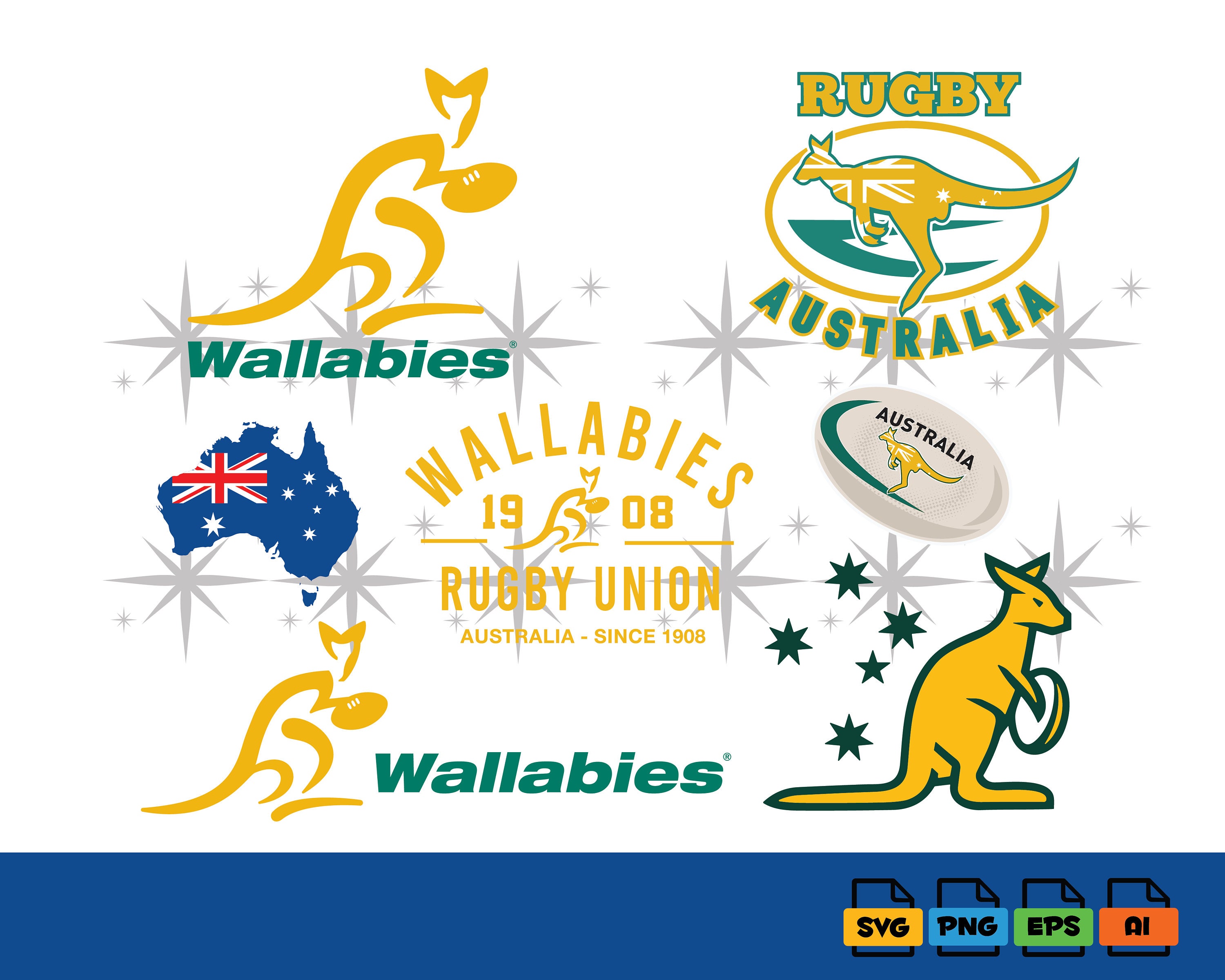 Wallabies SVG and PNG Formats Ready to Use for Cricut and Canva Transparent Background High ...