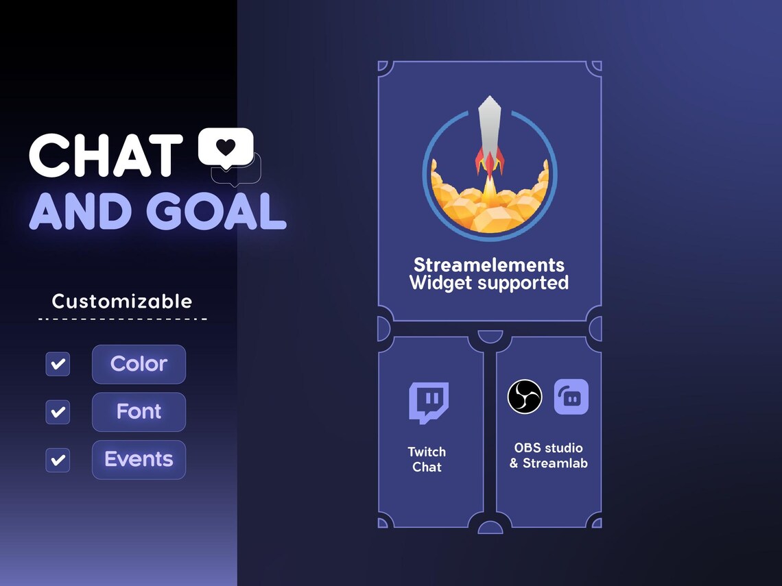 Winter Night Glow Chat & Goal Widget: Customizable Stream Overlay ...