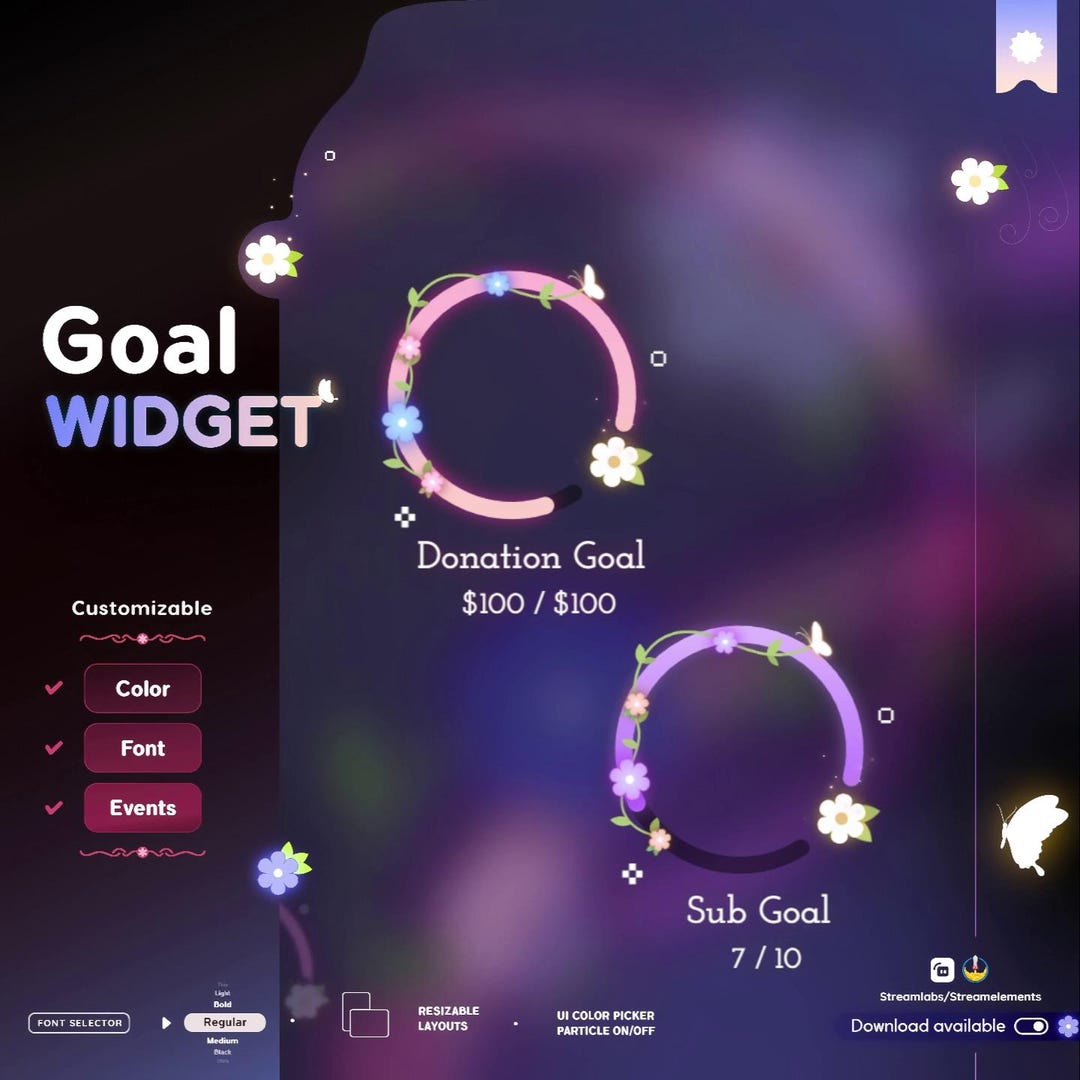 Floral Twitch Goal Widget: Spring Flower Theme - Streamelements - Etsy