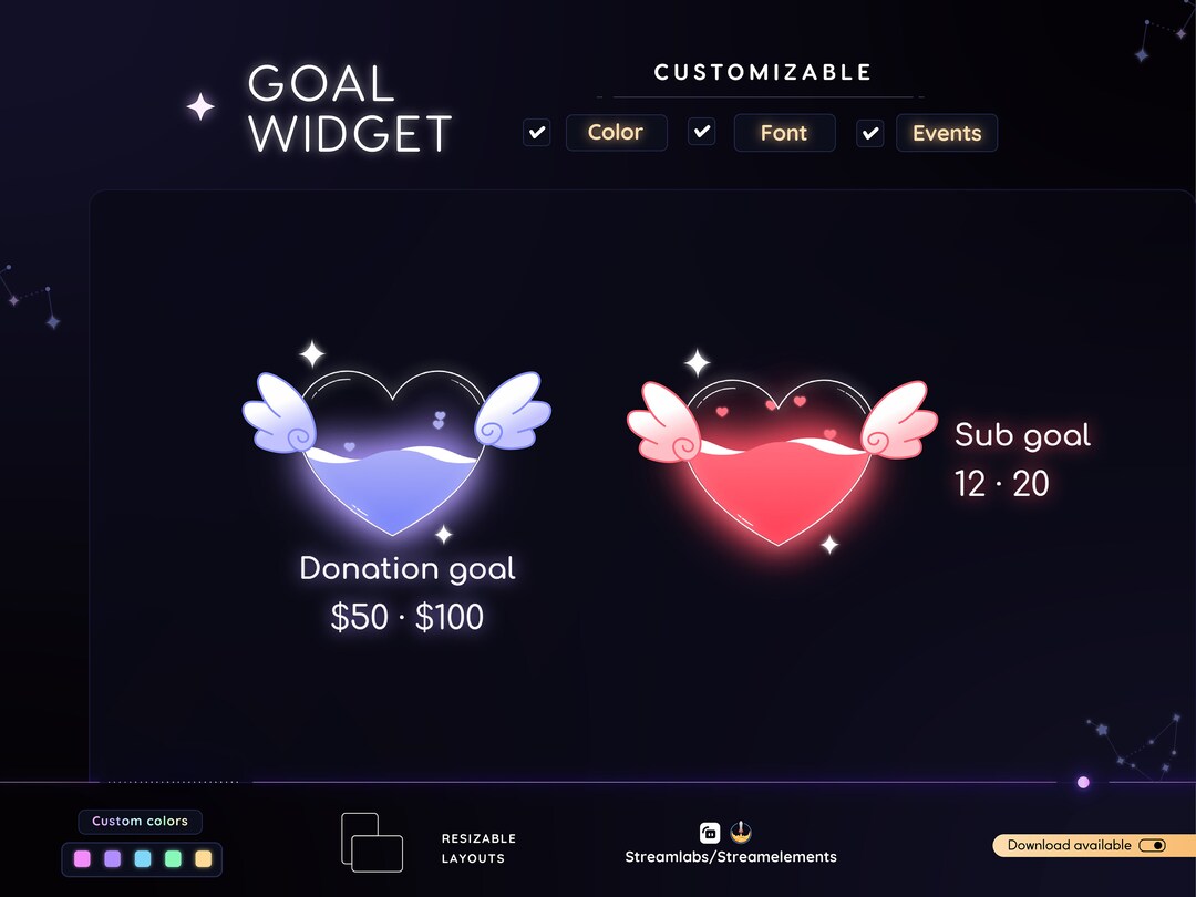 Goal Widget- Cute Angel Heart Goal Widget | Animated Liquid Goal Widget ...