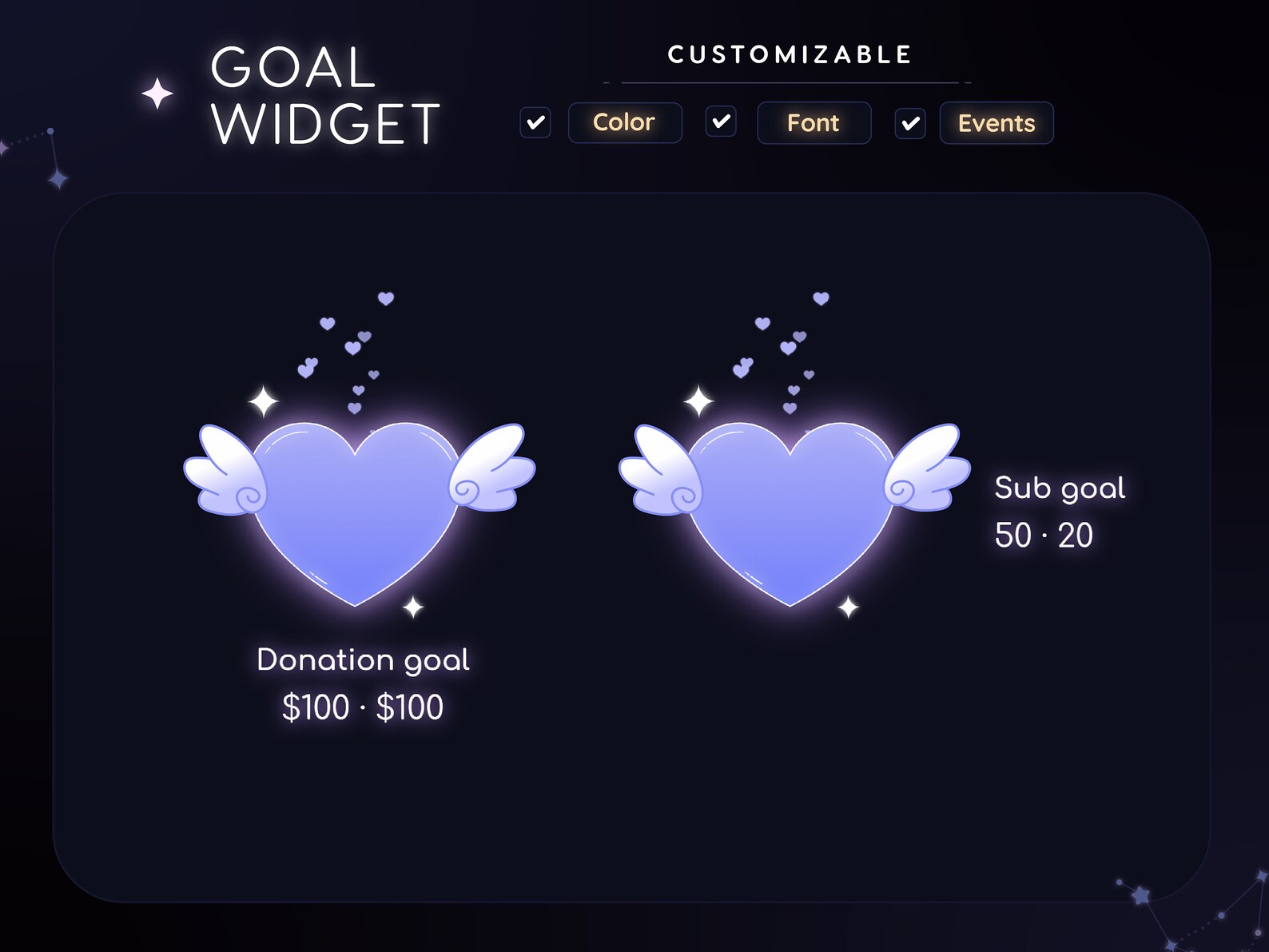 Goal Widget- Cute Angel Heart Goal Widget | Animated Liquid Goal Widget ...