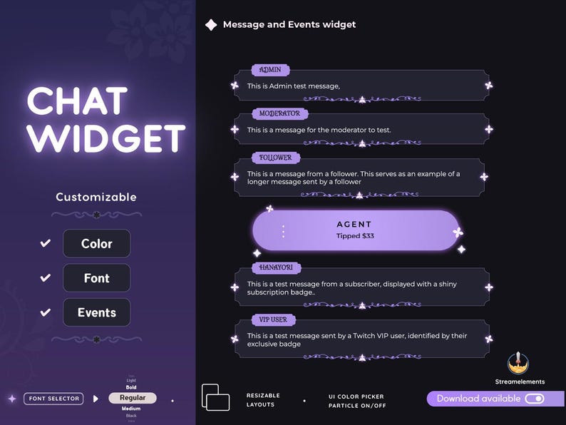 Elegant Floral Chat Widget: Purple Nature Theme (streamelements) - Etsy