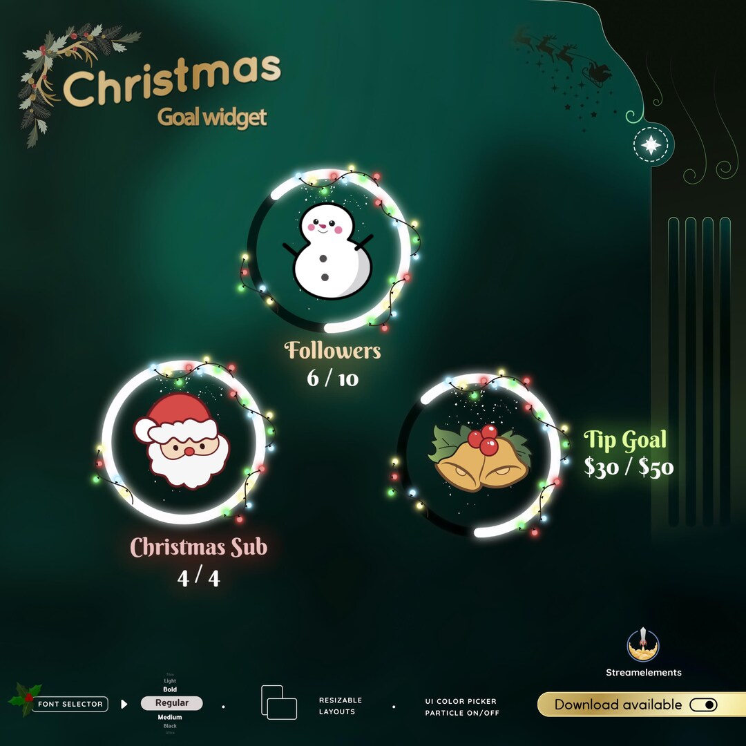 Christmas Light Goal Widget: Streamelements OBS Themes - Etsy
