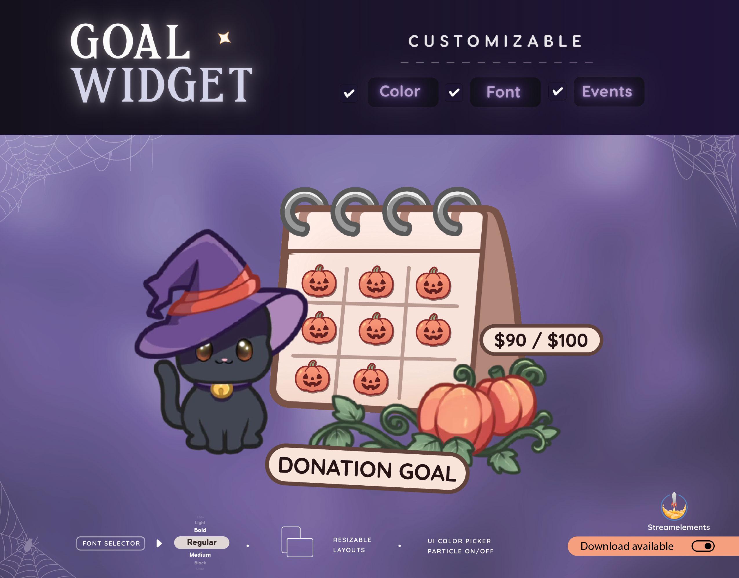 Pumpkin Cat Stream Goal Widget: Halloween Theme (streamelements) - Etsy
