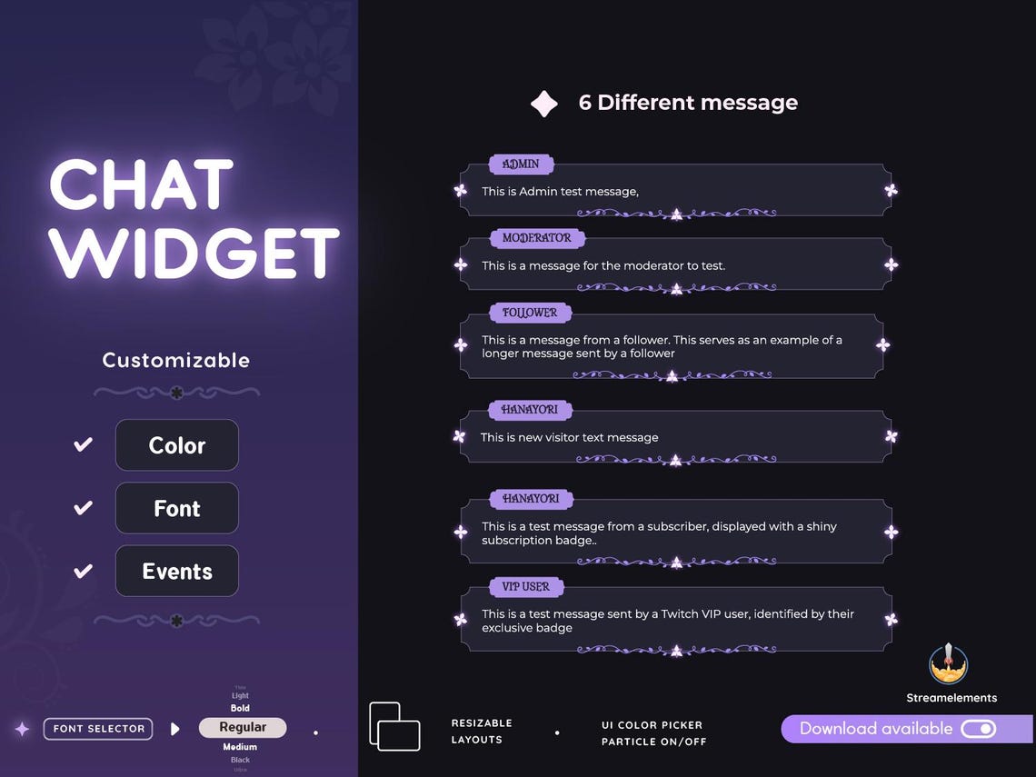 Elegant Floral Chat Widget: Purple Nature Theme (streamelements) - Etsy