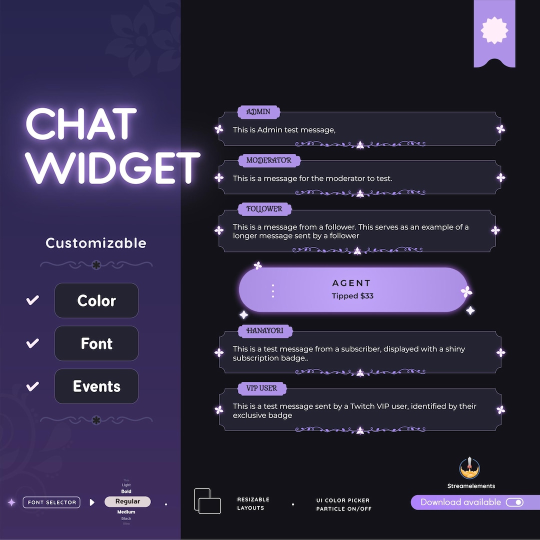 Elegant Floral Chat Widget: Purple Nature Theme (streamelements) - Etsy