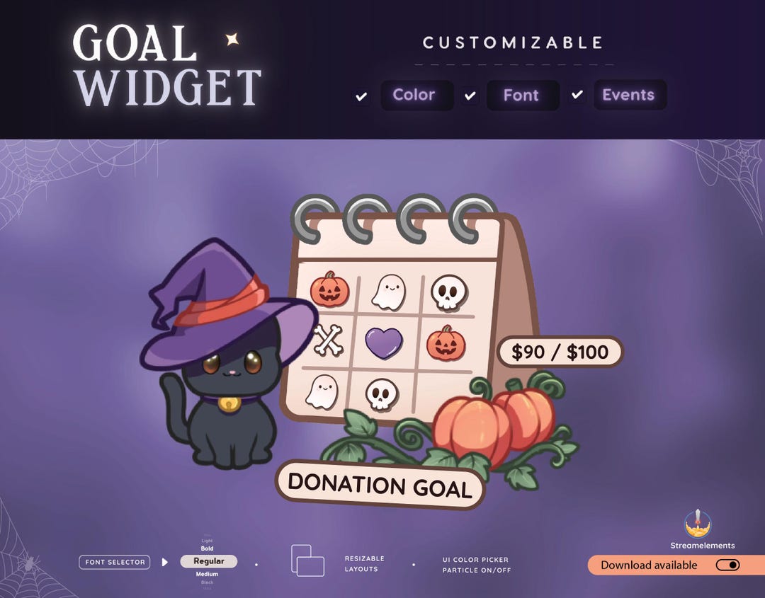 Pumpkin Cat Stream Goal Widget: Halloween Theme (streamelements) - Etsy