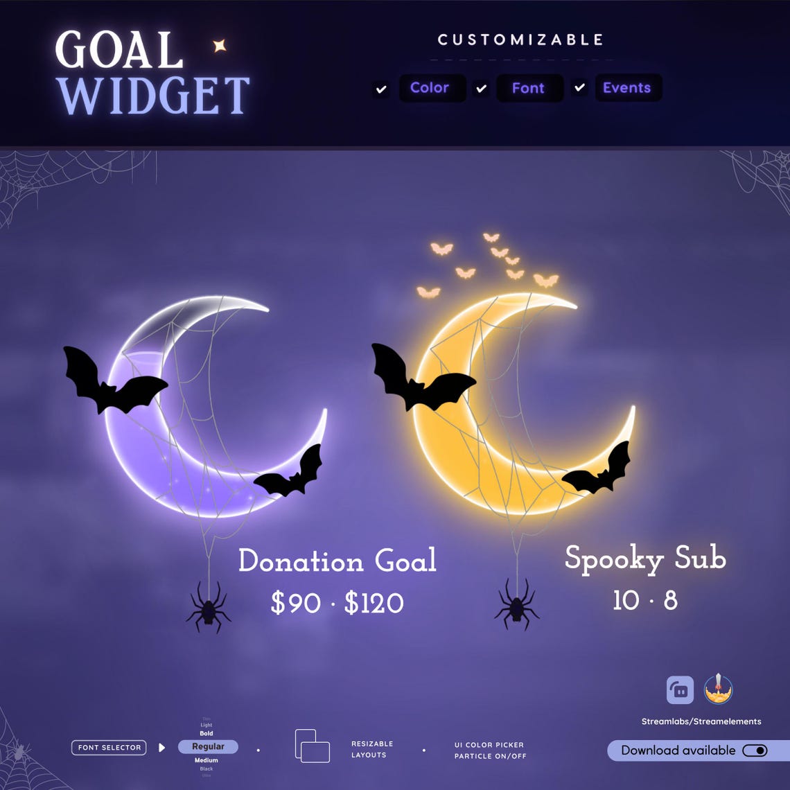 Halloween Stream Goal Widget: Spider Moon Theme - Streamlabs ...