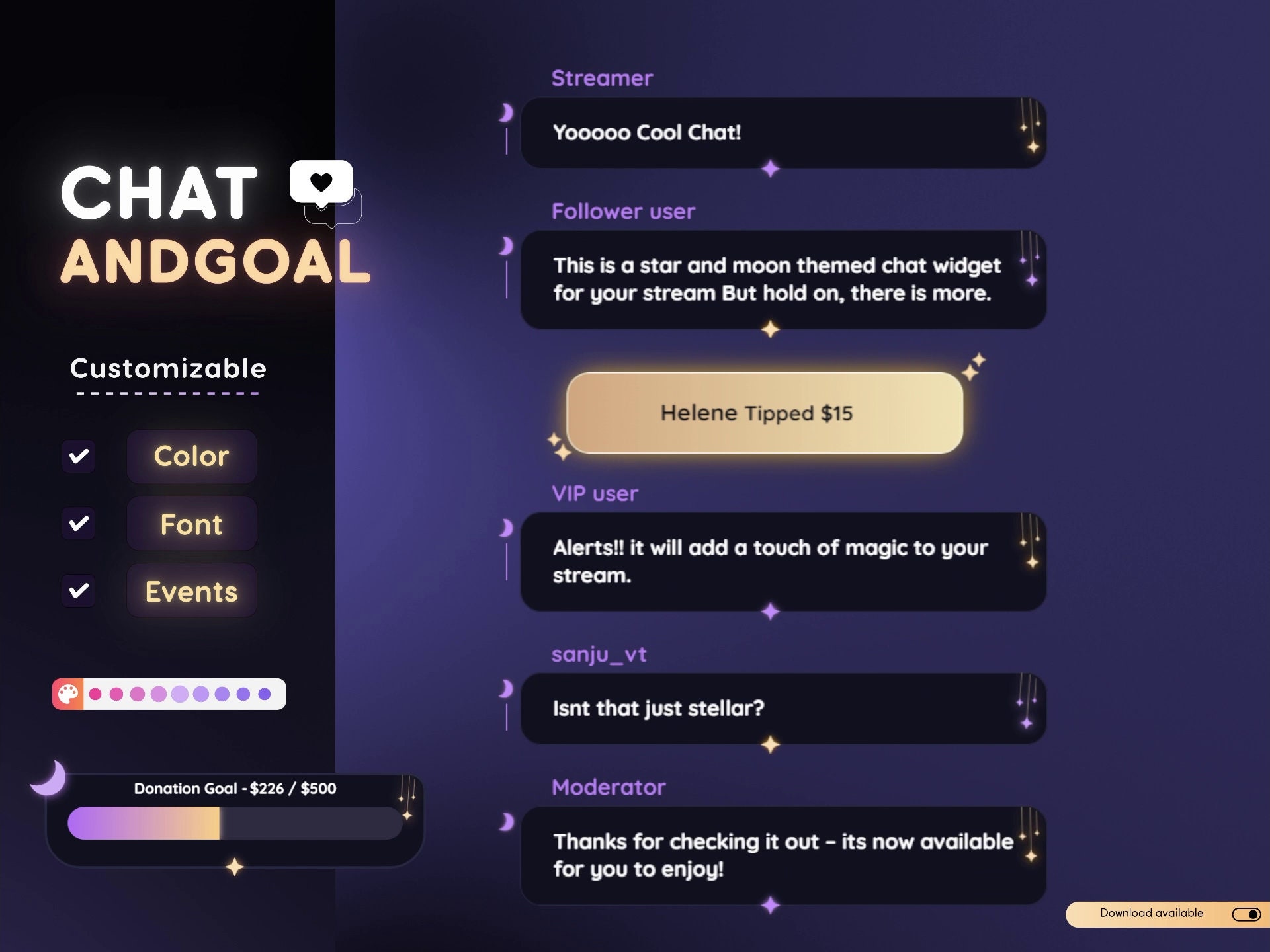 Twitch Glow Chat Widget Moon Chat Widget Purple Moon Glow Chat Widget ...