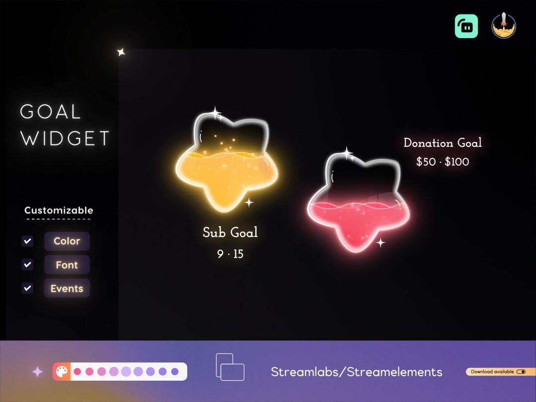 Twitch Star Goal Widget for Twitch - Streamlabs & Streamelements - Etsy