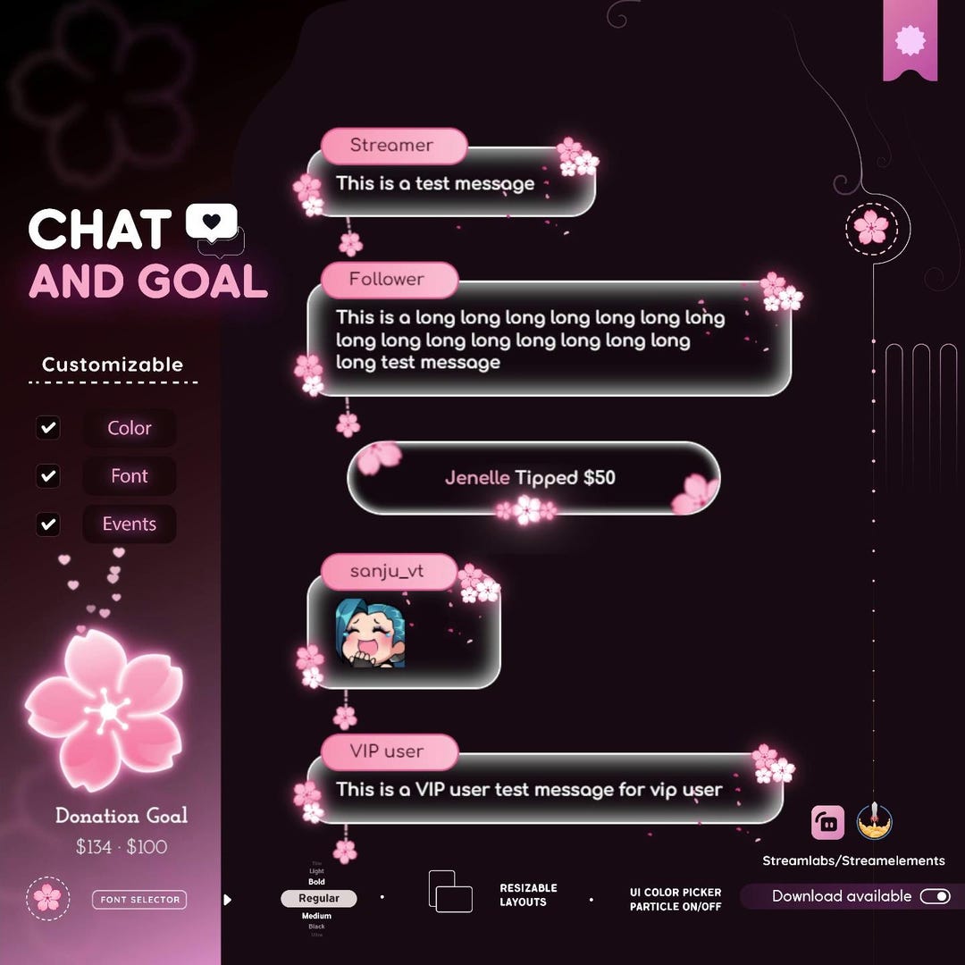 Sakura Chat Widget: Cherry Blossom Stream Overlay (streamelements Setup ...