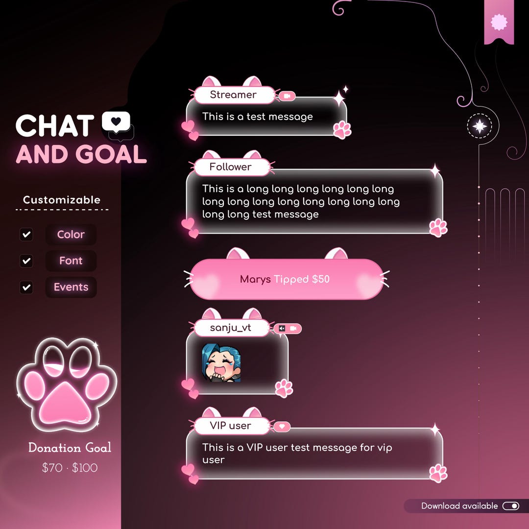 Cute Cat Chat Widget Customizable Glass Transparent Chat and Goal ...