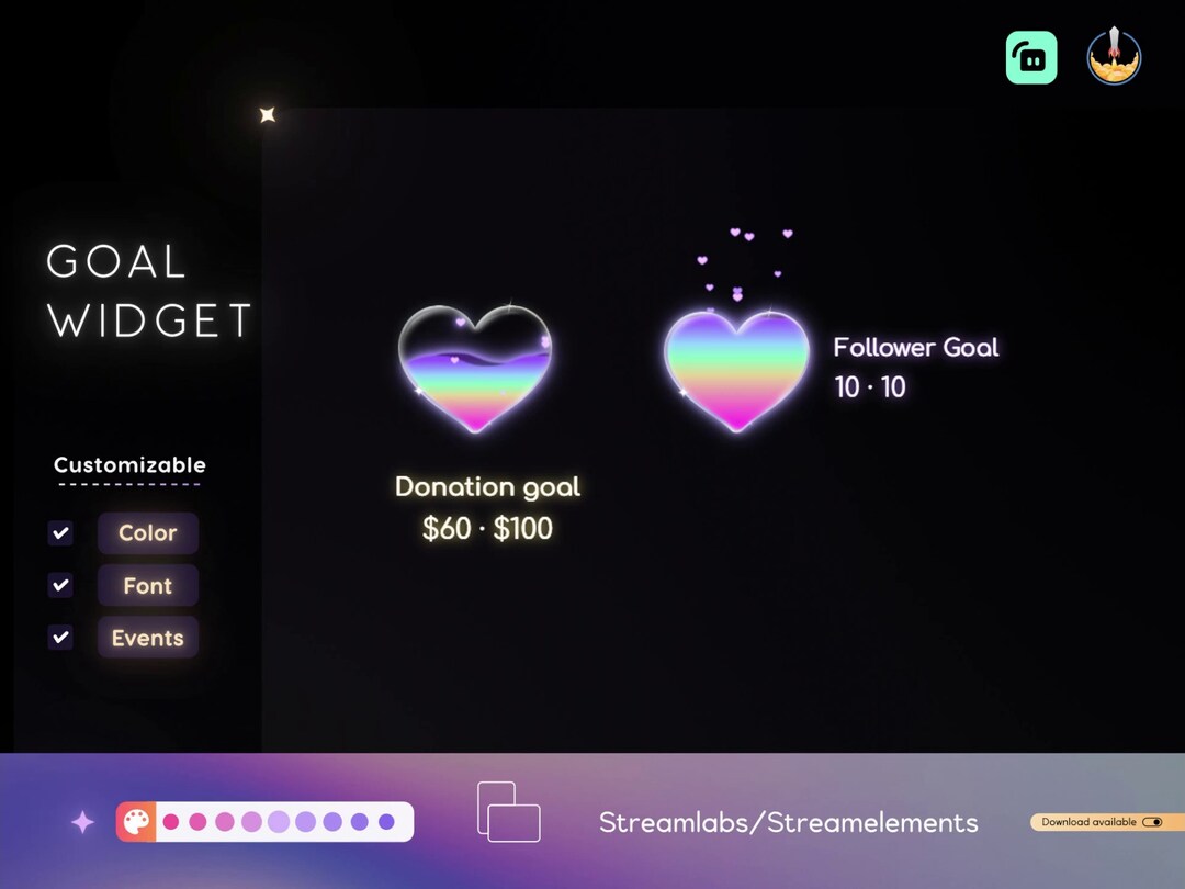 Rainbow Liquid Heart Goal Widget for Twitch - Streamlabs ...