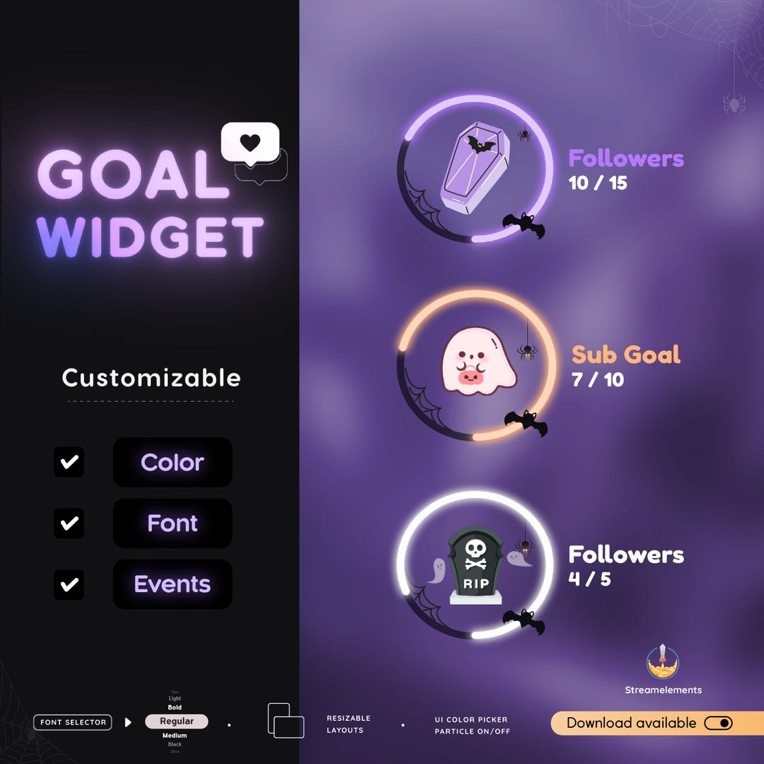 Halloween Ghost Goal Widget: Streamelements OBS Themes - Etsy
