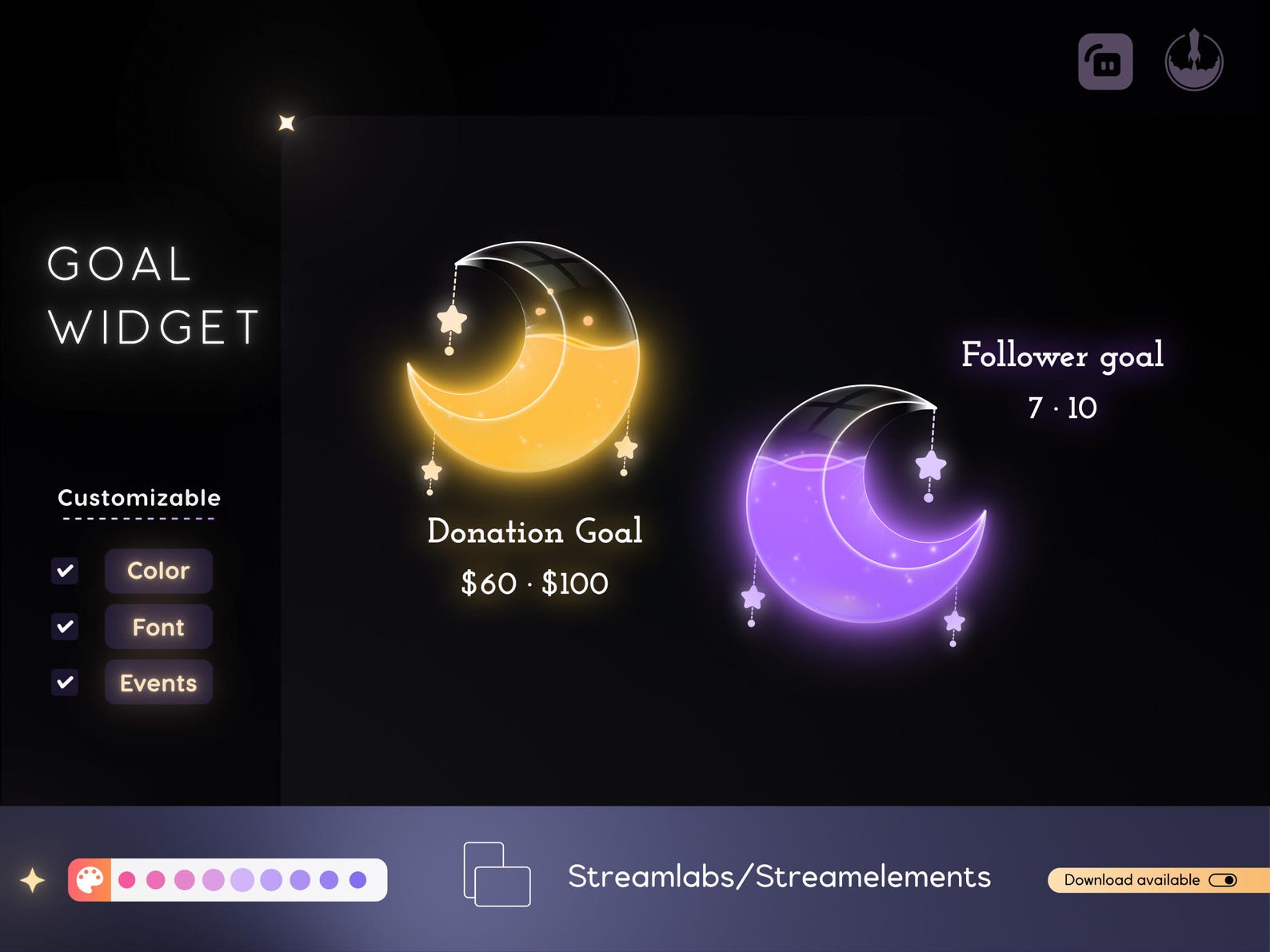 Cute Moon Glass Goal Widget – Streamlabs & Streamelements (digital ...