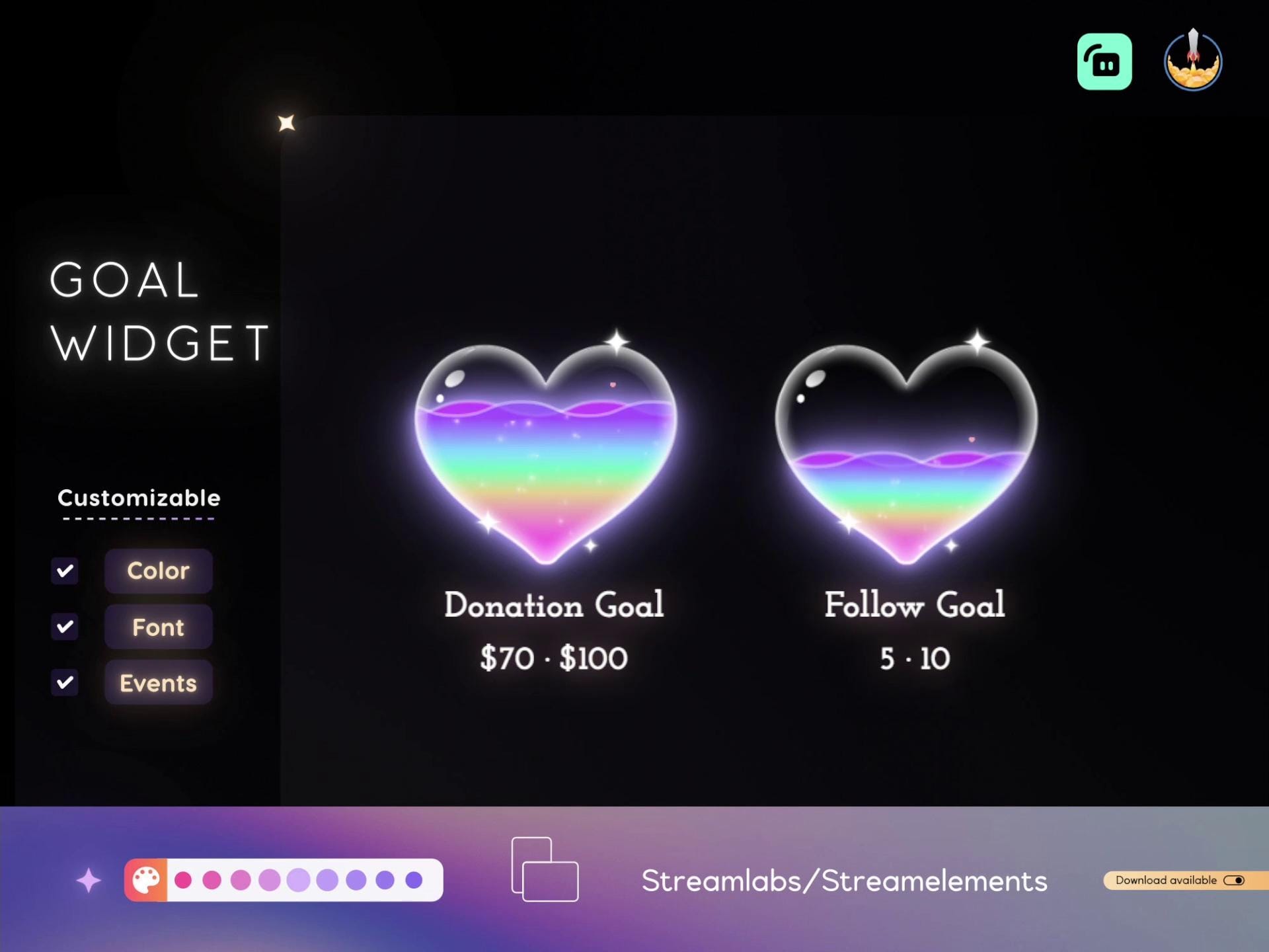 Rainbow Liquid Heart Goal Widget for Twitch - Streamlabs ...