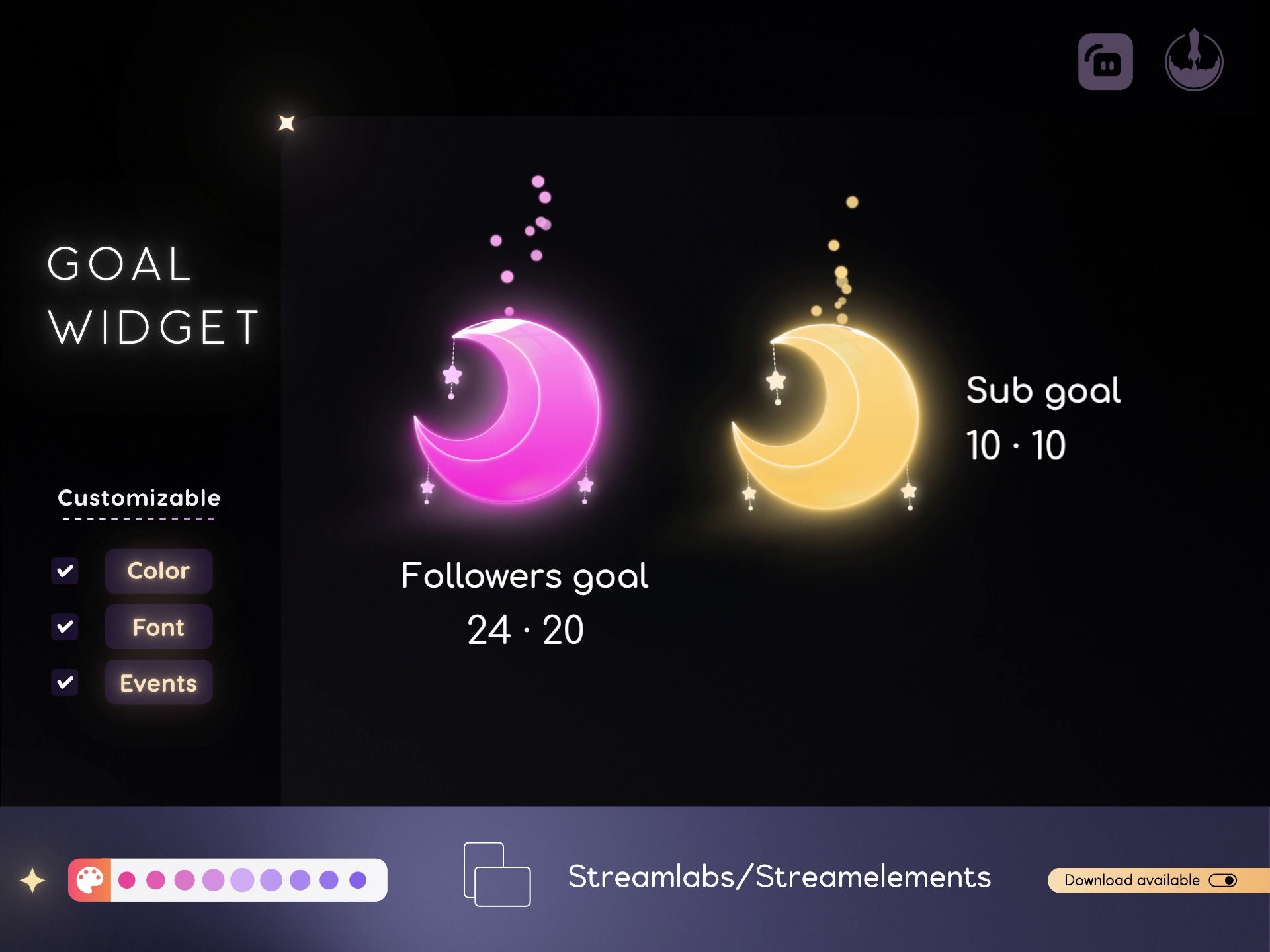 Goal Widget-cute Moon Glass Goal Widget-cute Minimal Customizable Goal ...