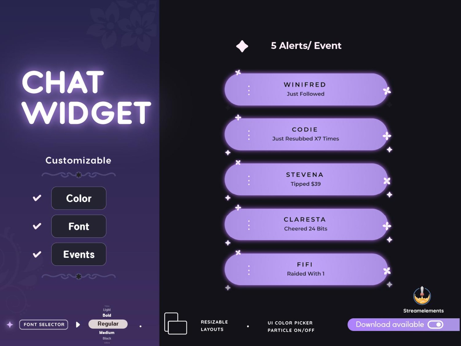 Elegant Floral Chat Widget: Purple Nature Theme (streamelements) - Etsy