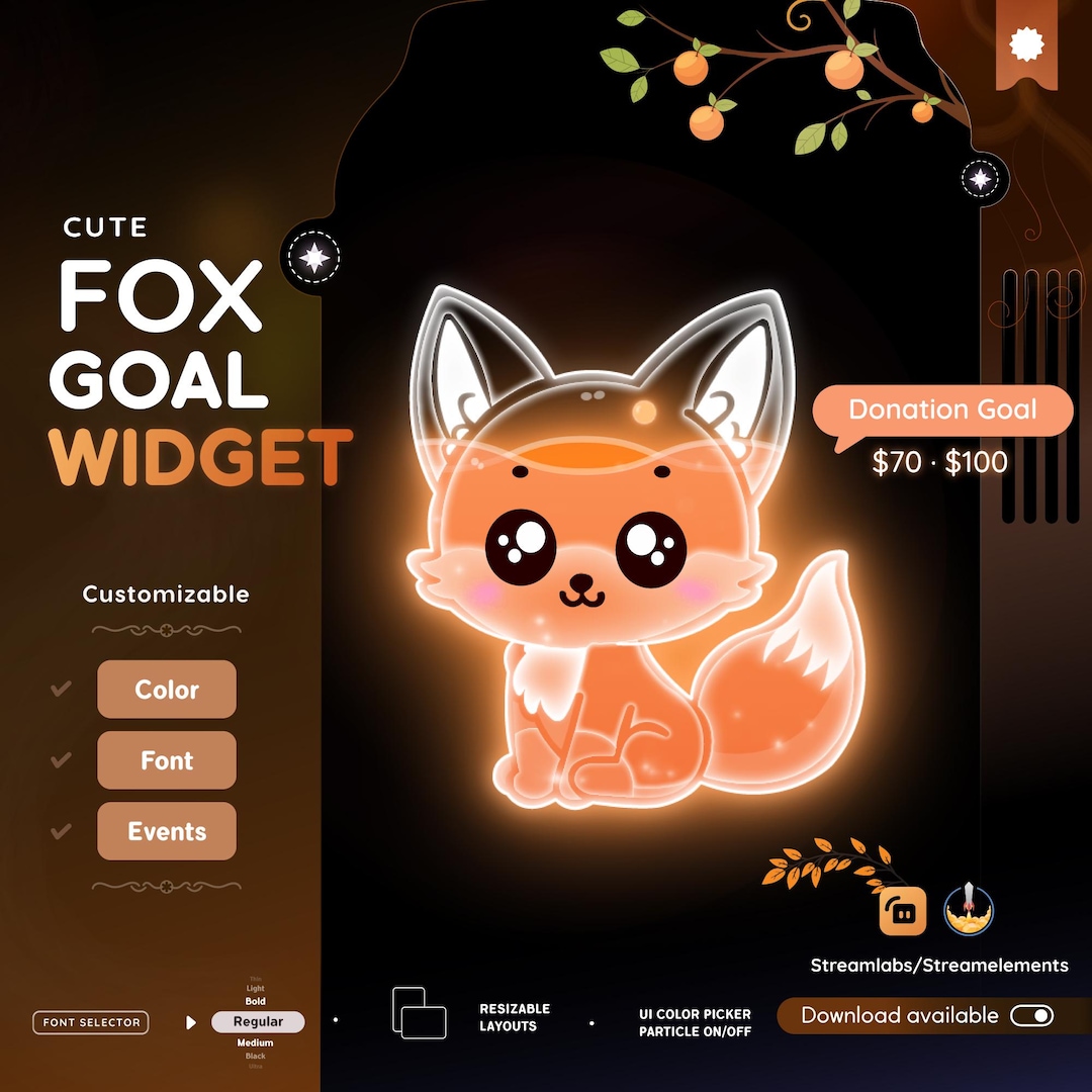 Customizable Fox Goal Widget for Twitch Streamers (streamlabs ...