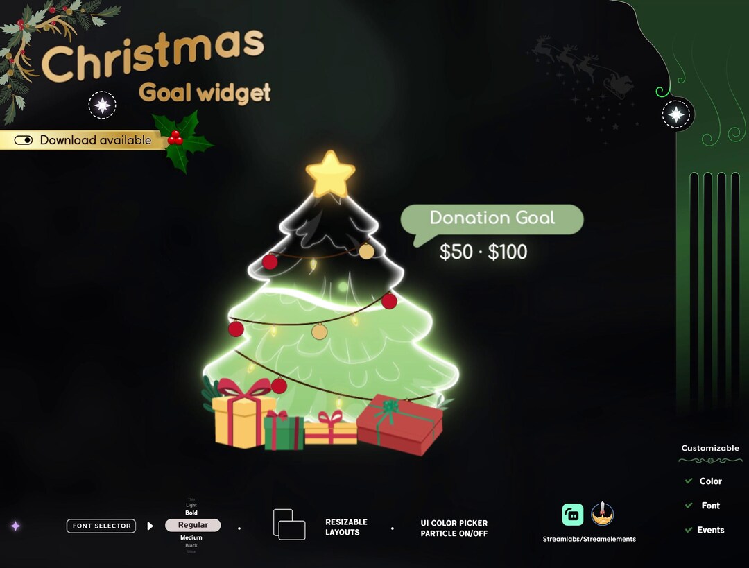 Christmas Tree Liquid Filling Goal Widget for Twitch - Streamlabs ...