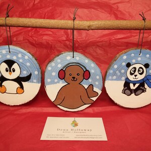 Rustic Handpainted Wood Slice Christmas Ornaments. - Etsy