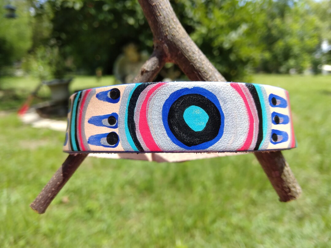 Native American Inspired, Hand Painted, Leather Cuff Bracelet. - Etsy