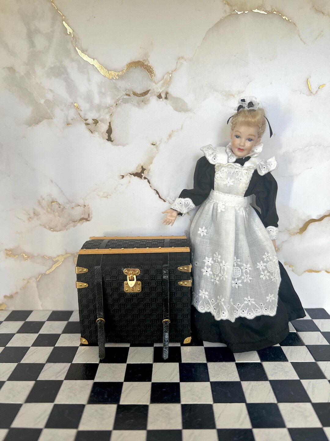 Vintage Heidi Ott Miniature Black Trunk, 1:12 Dollhouse - Etsy