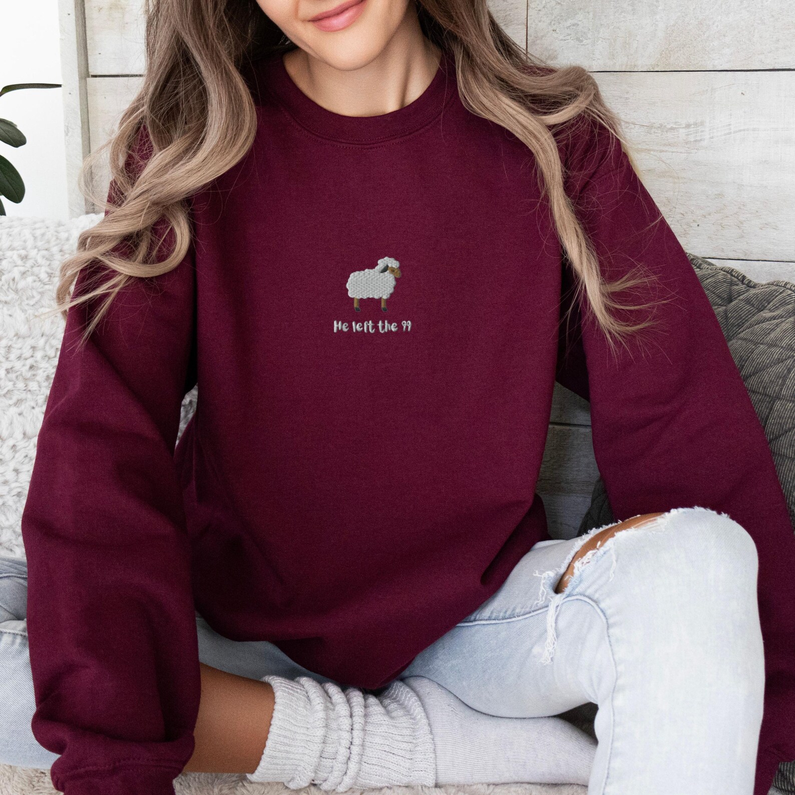 Lost Sheep Sweatshirt | Bible Verse Sweater | Embroidered Christian ...
