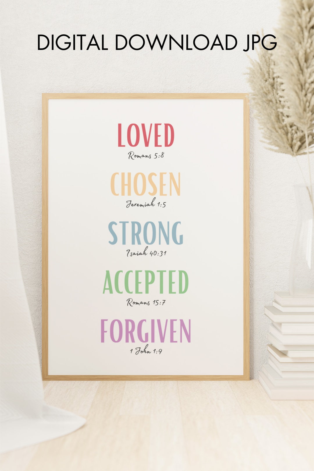 Printable Scripture Wall Art Bible Affirmation Wall Art Loved, Chosen ...