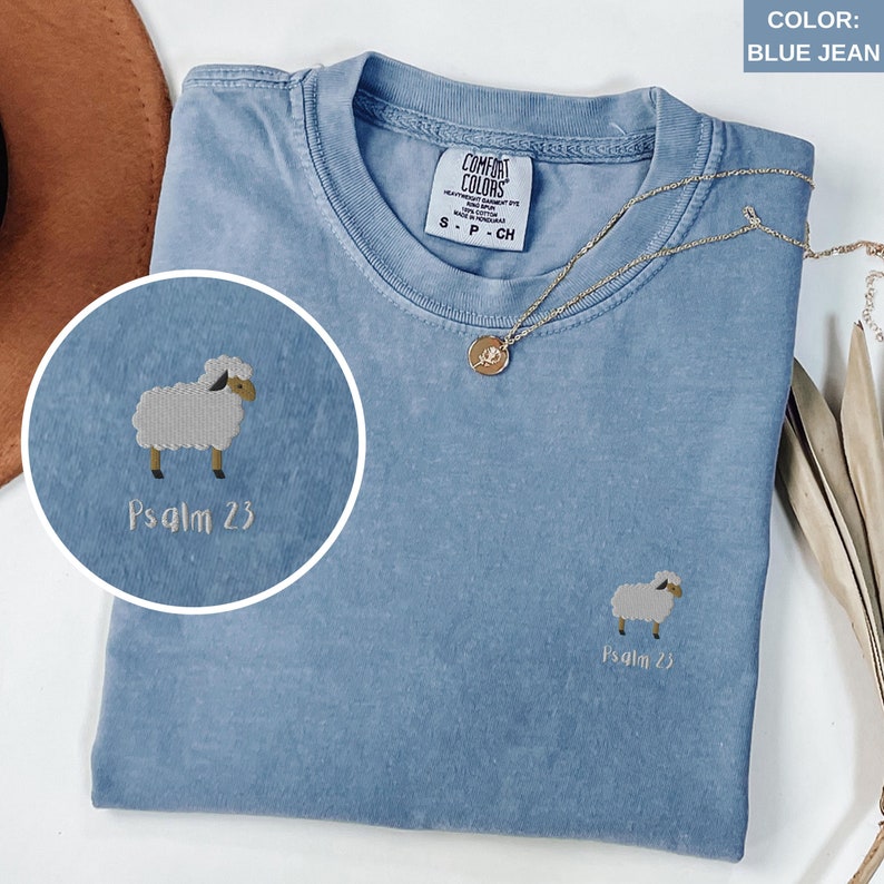 Psalm 23 Shirt | Embroidered Christian Tee | the Lord is My Shepherd ...